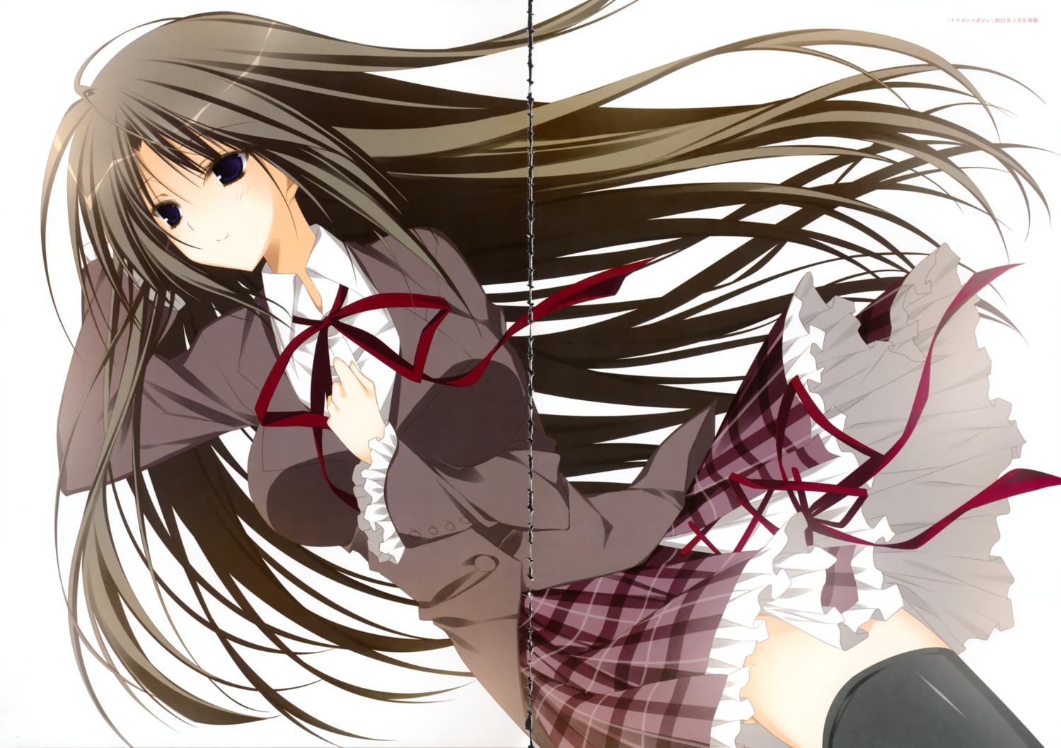 inugami kira seitokai no ichizon akaba chizuru seifuku skirt lift thighhighs gap | #268190 ...